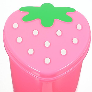 Garneck Strawberry Trash Can, Mini Strawberry Trash Bin Cute Pink Trash Can Kawaii Garbage Can Plastic Garbage Container with Lid Bathroom Bedroom Decor