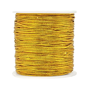1mm Spool Gold Metallic Cord Tinsel String Jewelry Braided Thread, Total Length 109 Yards/ 328 Feet (Gold)