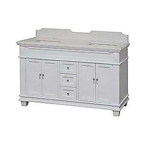 Kitchen Bath Collection Elizabeth 60-inch Double Bathroom Vanity (Quartz/White): Includes White Cabinet with Stunning Quartz Countertop and White Ceramic Sinks