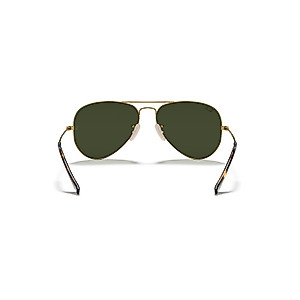 Ray-Ban RB3025 Aviator Large Metal Non-Polarized Sunglasses For Men For Women Gold/Green + BUNDLE with Designer iWear Eyewear Kit