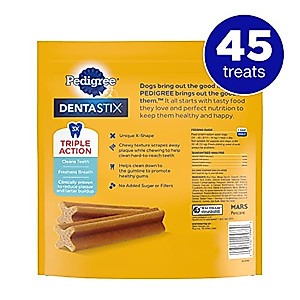 PEDIGREE DENTASTIX Small/Medium Dog Dental Treats Original Flavor Dental Bones, 1.57 lb. Value Pack (45 Treats)