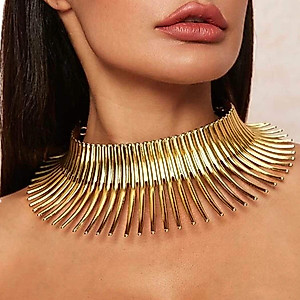 Barode African Collar Choker Necklace Gold Statement Chokers Bib Chunky Necklaces Jewelry for Women(Gold)