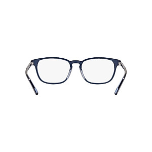 Polo Ralph Lauren Men's PH2117 Rectangular Prescription Eyewear Frames, Shiny Transparent Blue/Demo Lens, 54 mm