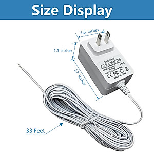 DC 24Volt Transformer,C Wire Adapter,33 FT Long Cable,Compatible with Ring Doorbell Transformer and Thermostat for Sensi,ecobee and Honeywell Transformer