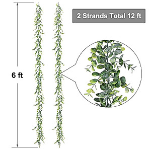 Lvydec 6 Pack Artificial Eucalyptus Garland, Fake Eucalyptus Greenery Garland Wedding Backdrop Arch Wall Decor, 6 Feet/Strand Fake Hanging Plant for Table Festival Party Decoration