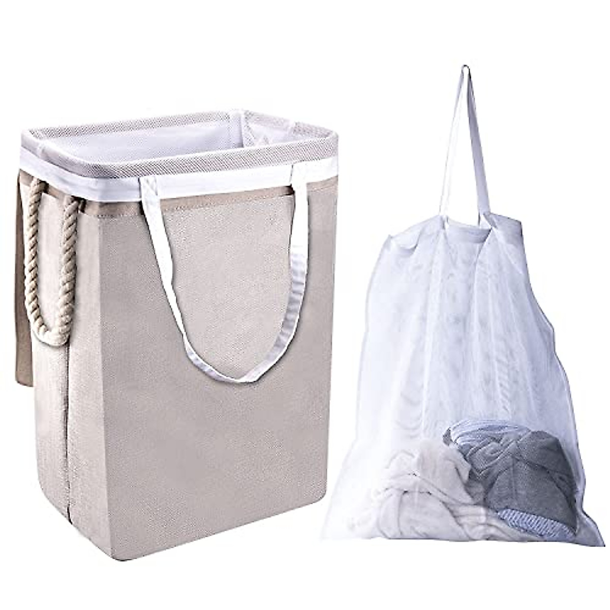 LANSCARE 72L Laundry Baskets Quality Hampers For Laundry Large Capacity Collapsible Dirty Clothes Hamper With Lid Handles Liner Removable Bag Slim Free Standing Dorm Room Essentials
