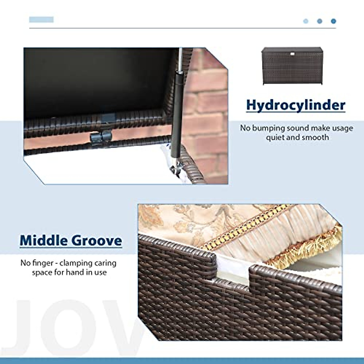 JOIVI Outdoor Storage Deck Box, Aluminum Frame Wicker Storage Bin Deck Box, 120 Gal, Brown