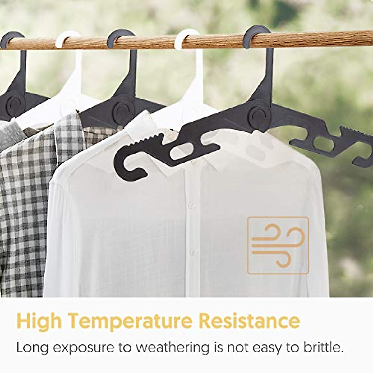 NICEDACK Premium Travel Hangers 6 Pack Portable Folding Clothes Hangers - Super Bearing Collapsible Hanger Foldable Clothes Drying Rack for Travel, Indoor and Outdoor Use (6 Pack 3Black/3White)