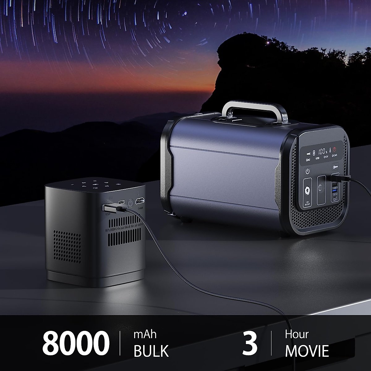 Mini Projector with Android TV,iSinbox DLP Portable Projector,1080P Netflix 3D Support,12000L Projector with Wifi and Bluetooth,Rechargeable Battery,HIFI Speaker,4K Projector for Phone/HDMI/USB