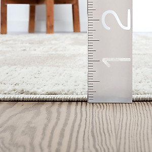 Abani Cream Area Rug for Living Room, Bedroom - Block Pattern- 8' x 10' -Durable & Easy to Clean