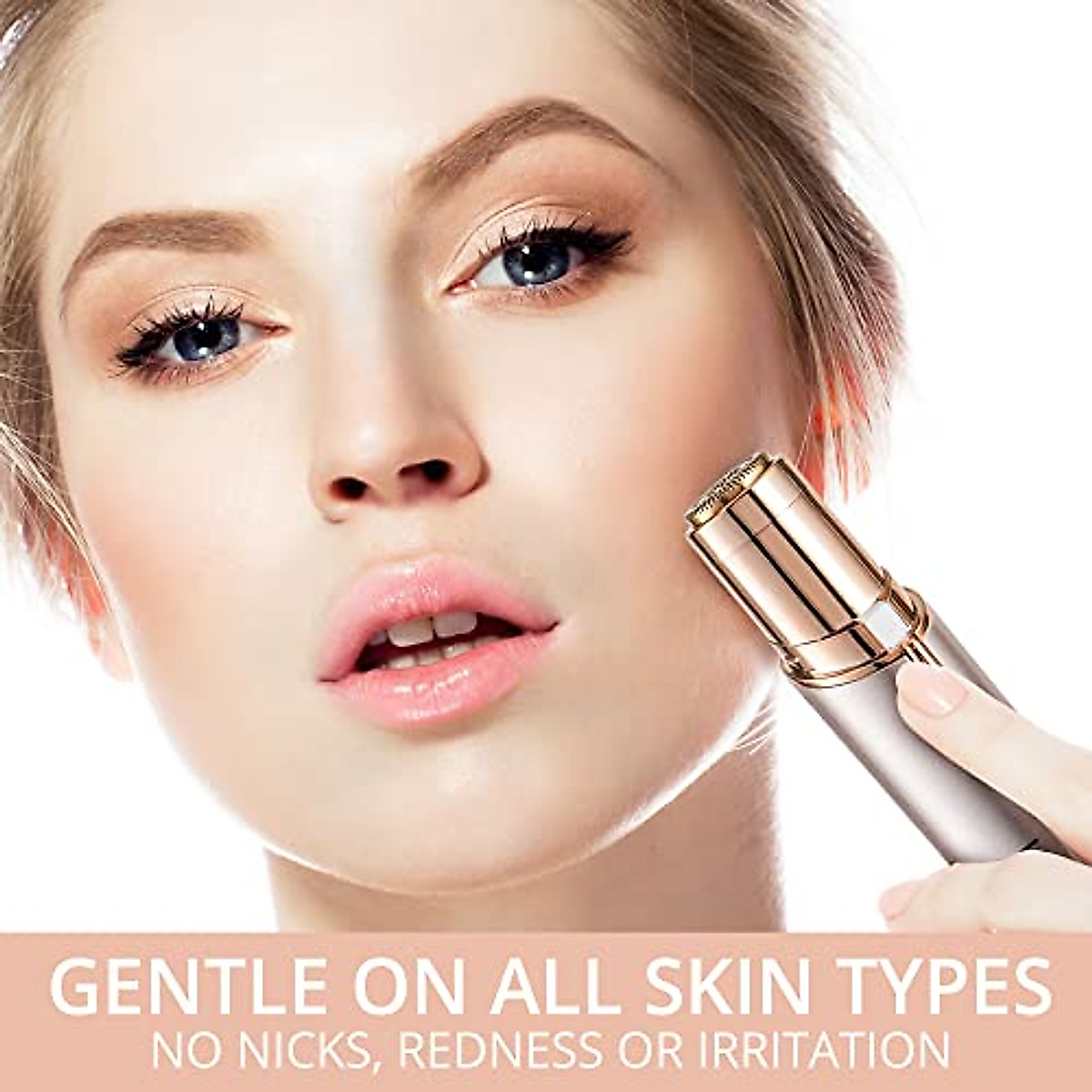 KRADAA Facial Hair Removal for Women: Painless Hair Removal Device - Portable Womens Facial Hair Remover for Face - Upper Lip Chin - USB Rechargeable Included 2 x Replacement Heads