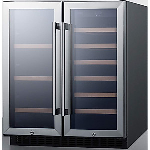 Summit SWBV3071 Under Counter Beverage Refrigerator - Stainless Steel Doors with Glass and Black Cabinet, Glass/Black