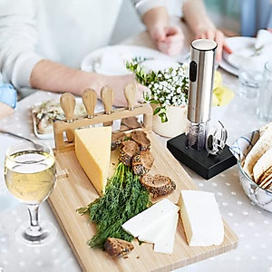 Secura Bamboo Cheese Board, Charcuterie Boards Set Cheese Platters Wood Serving Board and Knife Set with Knife Stand for Wine Wedding Housewarming Gifts