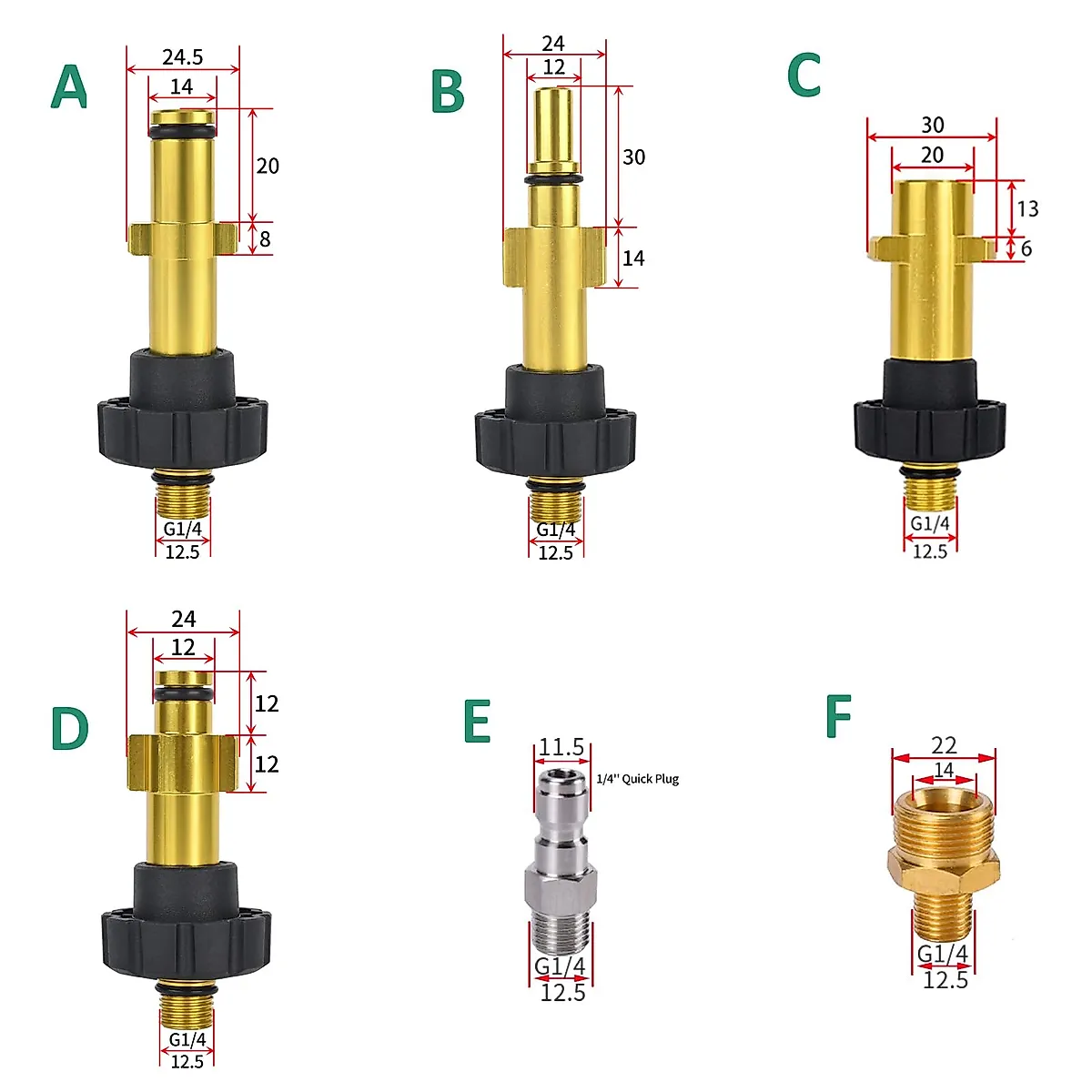 Electric Pressure Washer DIY Foam Cannon with 1/4” Quick Connector & Other 5 Adapters, Power Washer Adjustable Snow Foam Lance 0.6L Bottle, Jet Car Wash Soap Foam Nozzle, 500~2200PSI, 1.0~2.2GPM…