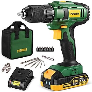 Cordless Drill, 20V MAX 1/2 inch Compact Drill Driver Kit, 2.0Ah Lithium-Ion Battery with Fast Charger, Metal Chuck, 398 In-lbs Torque, 18+1 Position Clutch, 17pcs Drill/Driver Bits - BHD750D