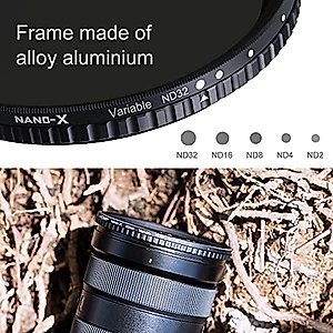 K&F Concept 77mm Variable ND Filter ND2-ND32 Camera Lens Filter (1-5 Stops) No X Cross HD Neutral Density Filter with 28 Multi-Layer Coatings Waterproof (Nano-X Series)