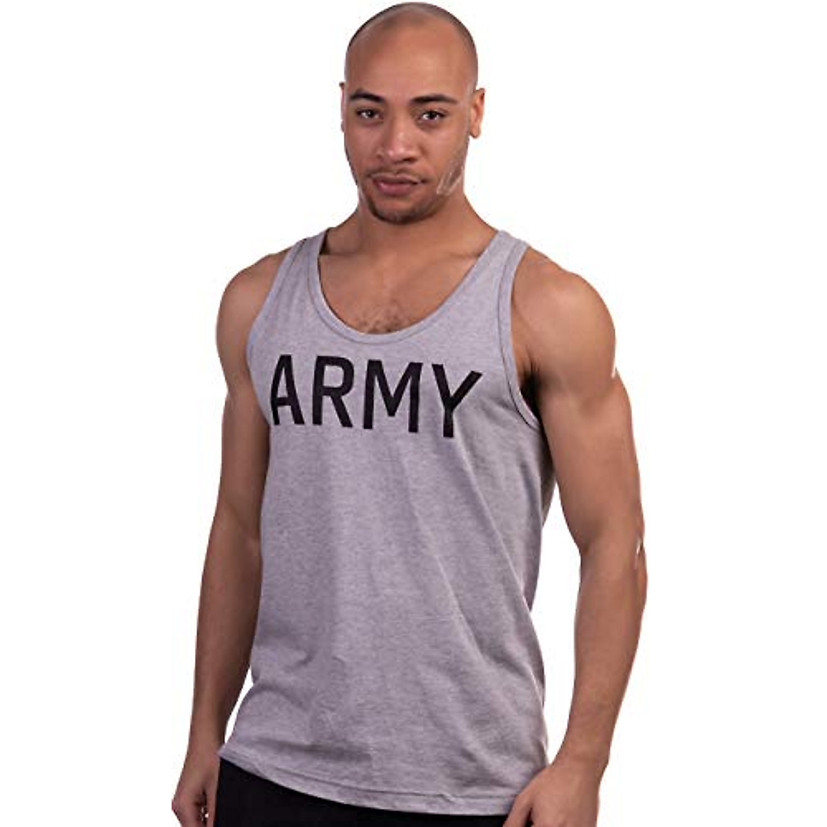 Army PT Style Tank Top | U.S. Military Physical Training Infantry Workout Sleeveless Work Out Shirt, Grey-(TankGRY,L)