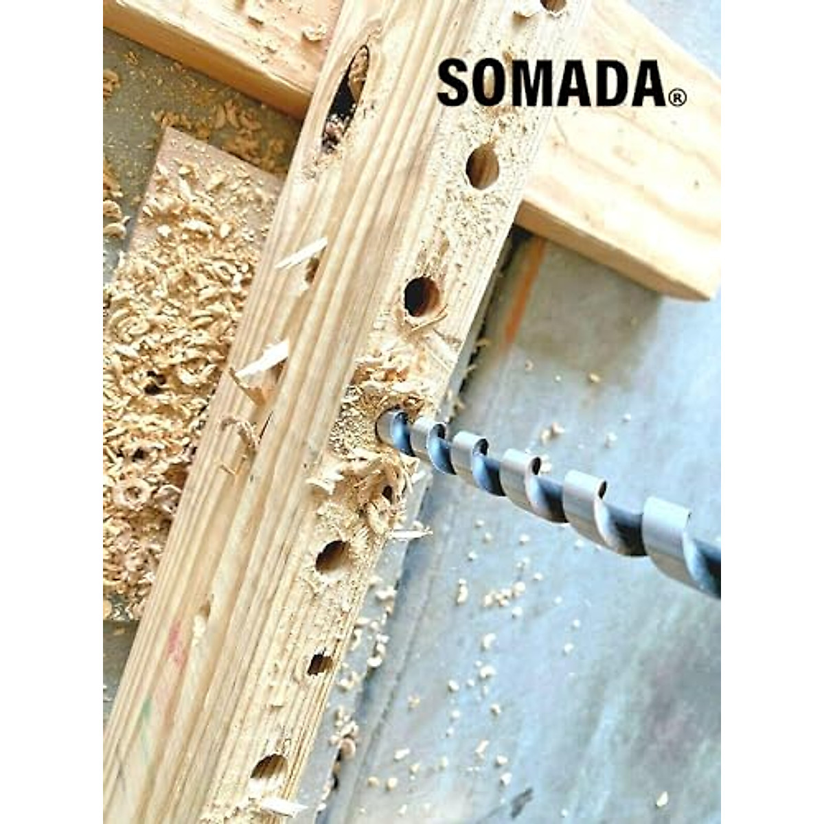 SOMADA 1-Inch x 12-Inch Auger Drill Bit for Wood, Hex Shank 3/8-Inch, Ship Auger Long Drill Bit for Soft and Hard Wood, Plastic, Drywall and Composite Materials