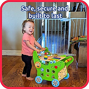 SPARK & WOW Crocodile Activity Walker - Ages 12m+ - Baby Activity Center Push Walker - 9 Different Activities - Teach Toddlers to Walk Through Play