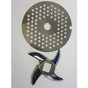 #8 SET Sausage Stuffer 1/8" plate AND knife for Meat Grinder plate disc for Cabelas & others