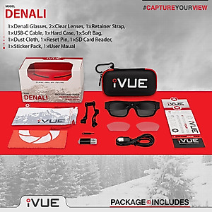 iVue Denali 2K/1080P HD Camera Glasses POV Video Recording Sport Sunglasses DVR Eyewear, Up to 60fps
