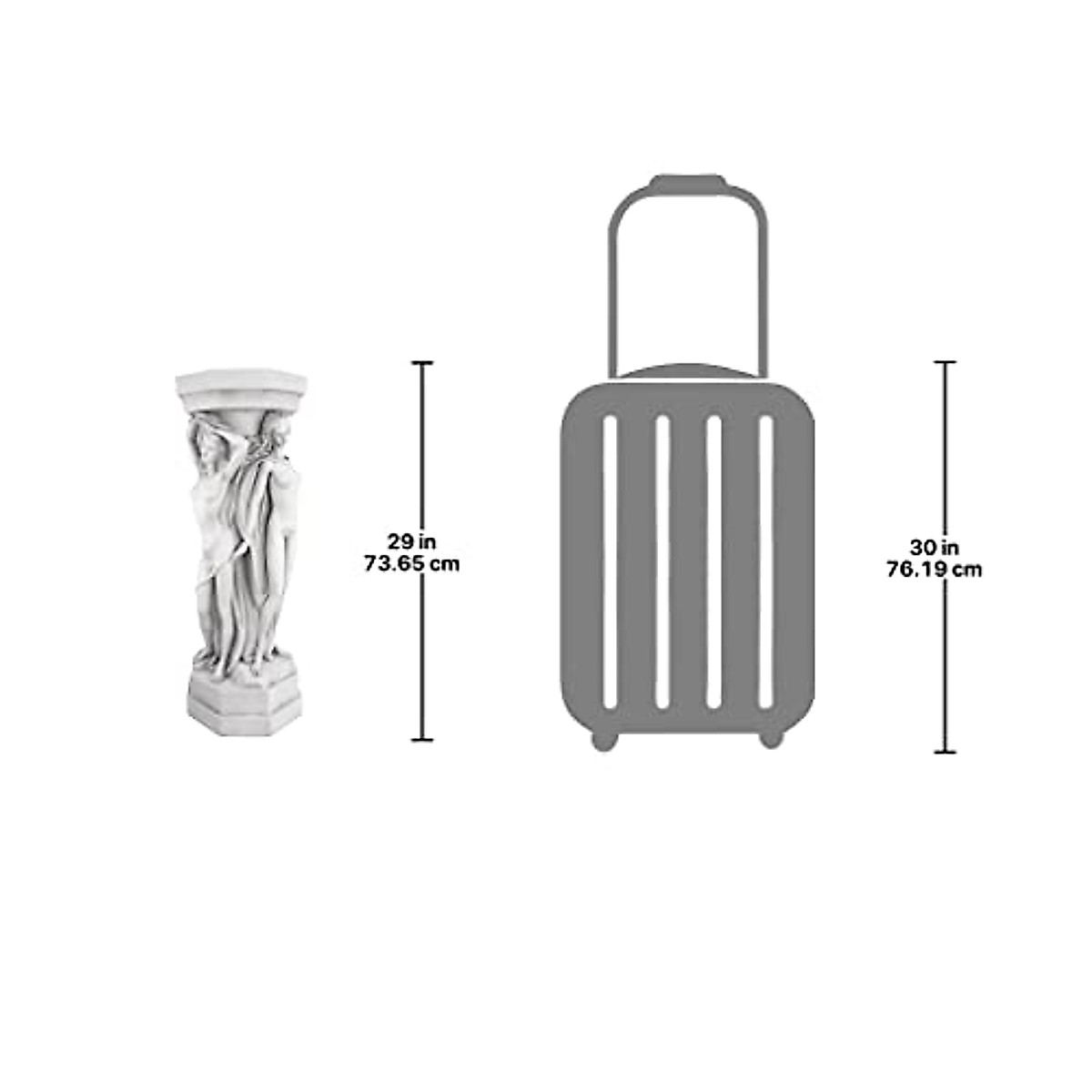 Design Toscano Column of Maenads Women Indoor/Outdoor Sculptural Display Pedestal Plant Stand, 28 inches tall, Cast Stone Resin, Antique Stone Finish