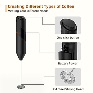 Handheld Milk Frother for Coffee Latte, Cappuccino, Battery Operated