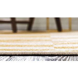 Unique Loom Williamsburg Collection Casual Transitional Thick Alternating Stripes Area Rug, 4 x 6 ft, Yellow/Beige