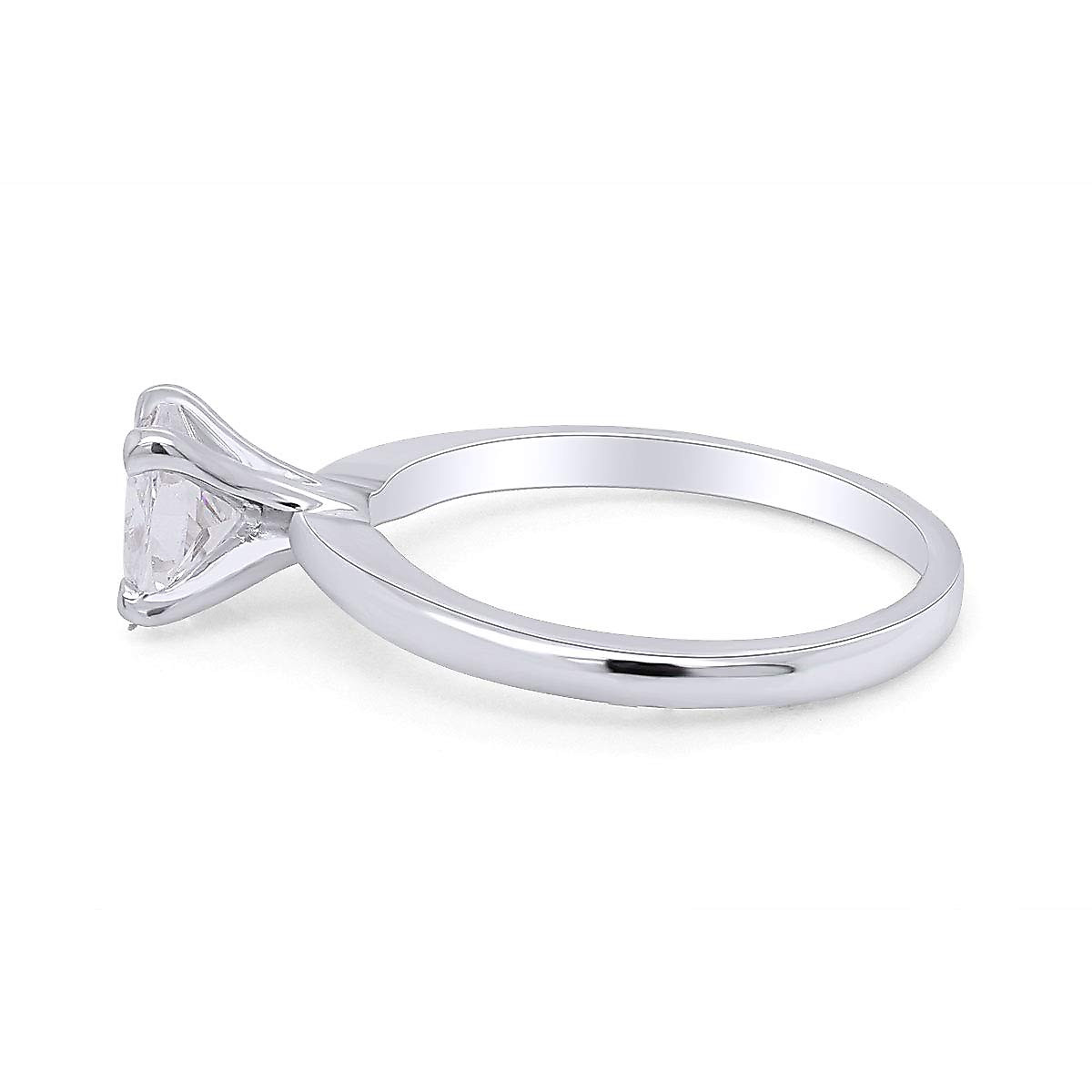 Jewel Zone US Cushion Cut White Cubic Zirconia Anniversary Solitaire Ring in 14k White Gold Over Sterling Silver (0.75 Carat)