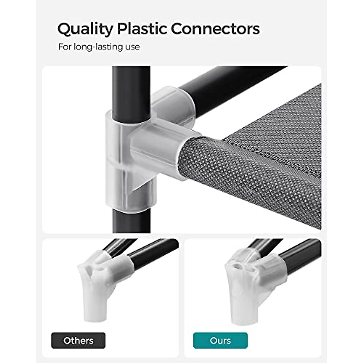 SONGMICS Portable Closet, Wardrobe Closet Organizer with Cover, 3 Hanging Rods and Shelves, 4 Side Pockets, 51.2 x 17.7 x 65.7 Inches, Large Capacity for Bedroom, Living Room, Gray URYG092G02