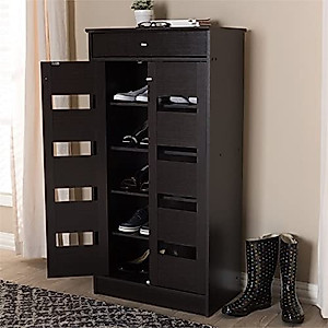 BOWERY HILL Contemporary Shoe Cabinet in Wenge Brown
