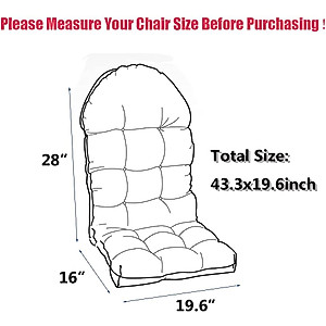 BOOMSHY Waterproof Adirondack Chair Cushion,44inch Rocking Chair Cushion,High Back Patio Cushions Indoor and Outdoor Furniture Chair Cushions Pads with Ties