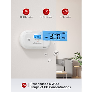 X-Sense Carbon Monoxide Detector Alarm with Digital LCD Display, CO Detector Alarm with 5-Year Replaceable Battery and Peak Value Memory, XC04-R