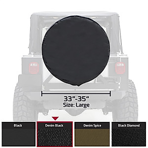 Smittybilt 773515 Denim Black Large Spare Tire Cover