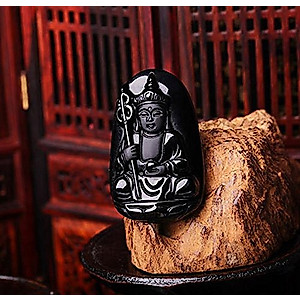 Ksitigarbha Natural Obsidian Amulet Pendants