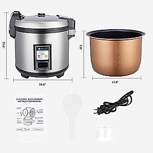 Onlicuf Commercial Electric Stainless Steel Rice Cooker 60-Cup Cooked (30-Cup UNCOOKED) 1350W for Restaurant