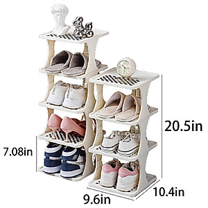 mxxkms Stylish Vertical Shoe Rack - 9 Tier Narrow Shoe Organizer，Space Saving Shoe Shelf for Entryway Storage，Free Stand Shoe Tower with Plastic Material，White