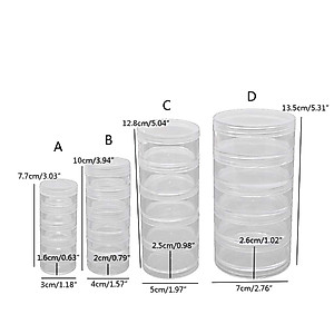 1 Set 5 Layer Cylinder Stackable Bead Containers Plastic Round Clear Storage Jar Box for Beads Buttons Crafts Small Item Jewelry Bags Mini Cheap