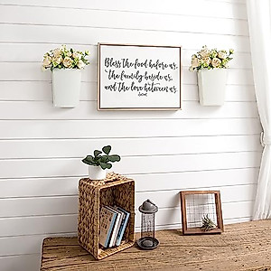 Mkono Metal Wall Planter Decor with Artificial Flowers Farmhouse Galvanized Indoor Hanging Vase Rustic Country Wall Mounted Fake Plant Holder Pocket Home Decoration, Set of 2