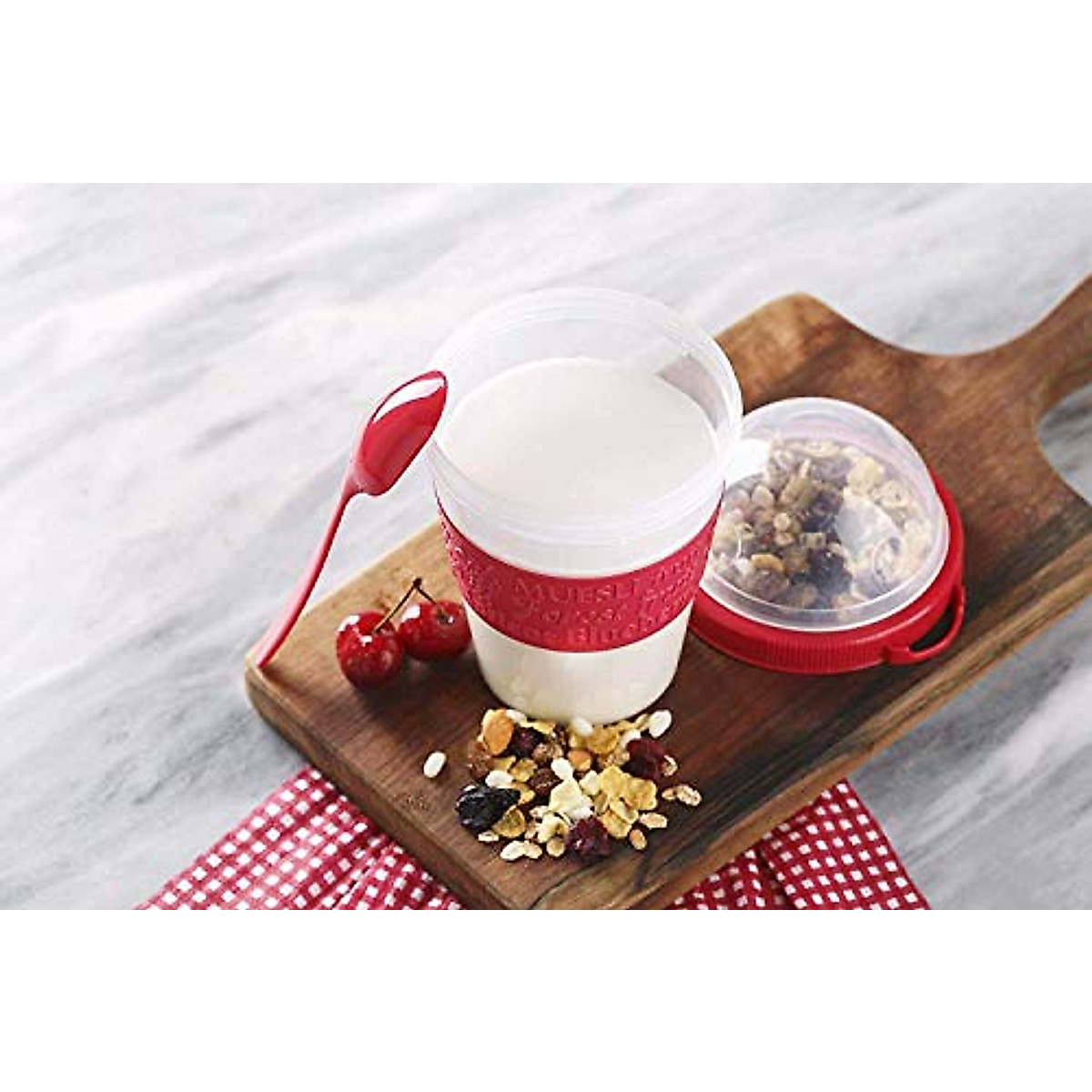 Take 'n' Go 600ml | Yoghurt Pot | Granola Pot | Muesli Pot | Cereal Pot | Premium Pot with Spoon and Spoon Holder (BPA Free/Leakproof/Dishwasher Safe)