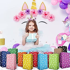 120 Pack Party Favor Bags Goodie Bags Dot Party Bags Polka Dot Paper Bags 12 Colors Treat Bags Paper Goody Bags Small Gift Bags for Kids Birthday Party Wedding Supplies, 5.1 x 3.1 x 9.4 Inch, Colorful