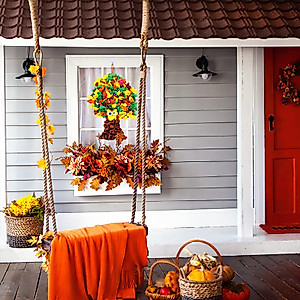 Winlyn 8 Sets Fall Crafts Kits Kids Fall Crafts Bulk Thanksgiving Crafts DIY Thankful Tree Art Sets Autumn Leaf Foam Stickers Pom-Poms Arts and Crafts for Kids Holiday School Classroom Activities