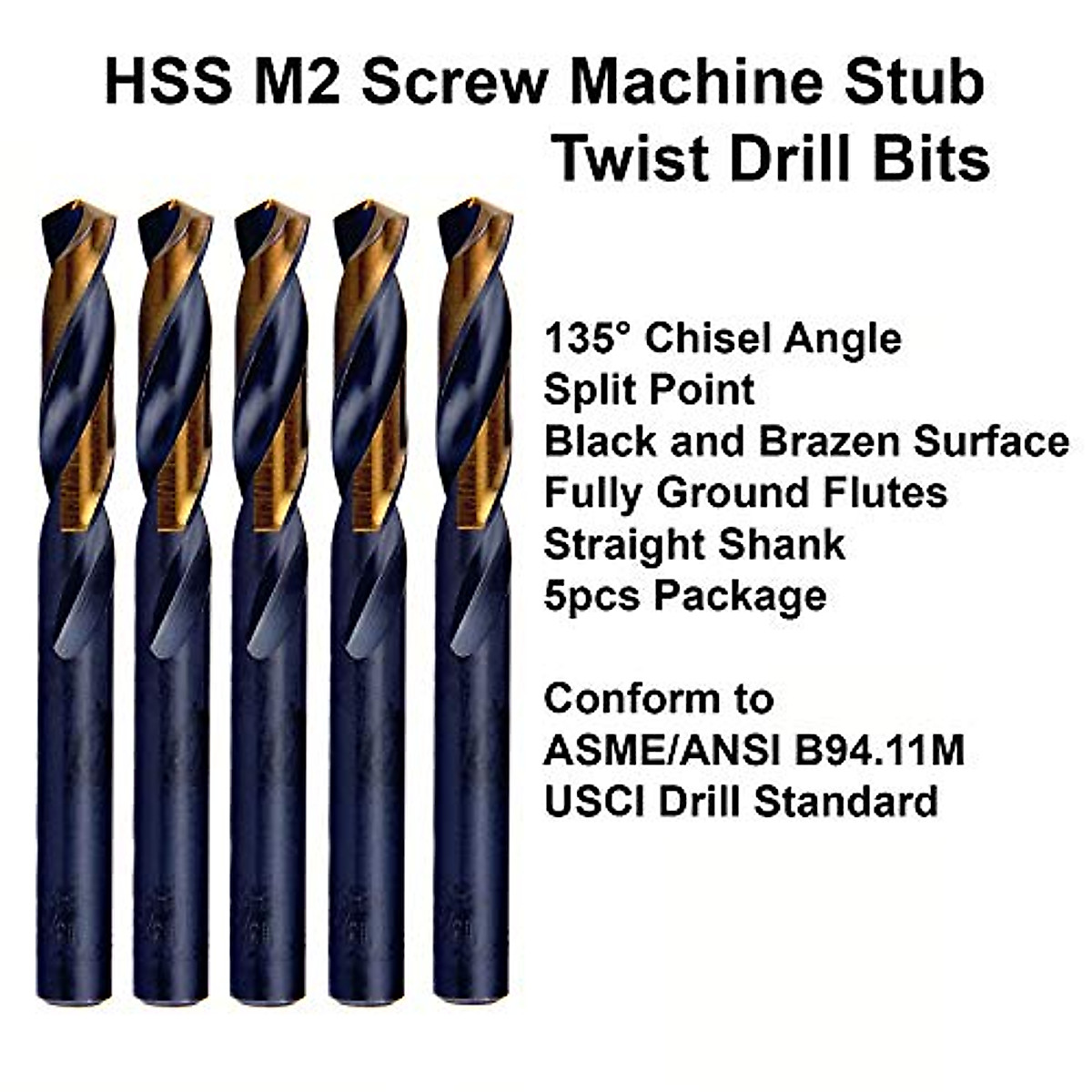 MAXTOOL 15/64" 5pcs Identical Screw Machine Drills HSS M2 Twist Stub Drill Bits Black & Bronze Fully Ground Straight Shank Short Drills; SMF02H10R15P5