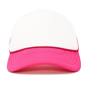 DALIX Trucker Hat Two Toned Mesh Cap in Hot Pink and White