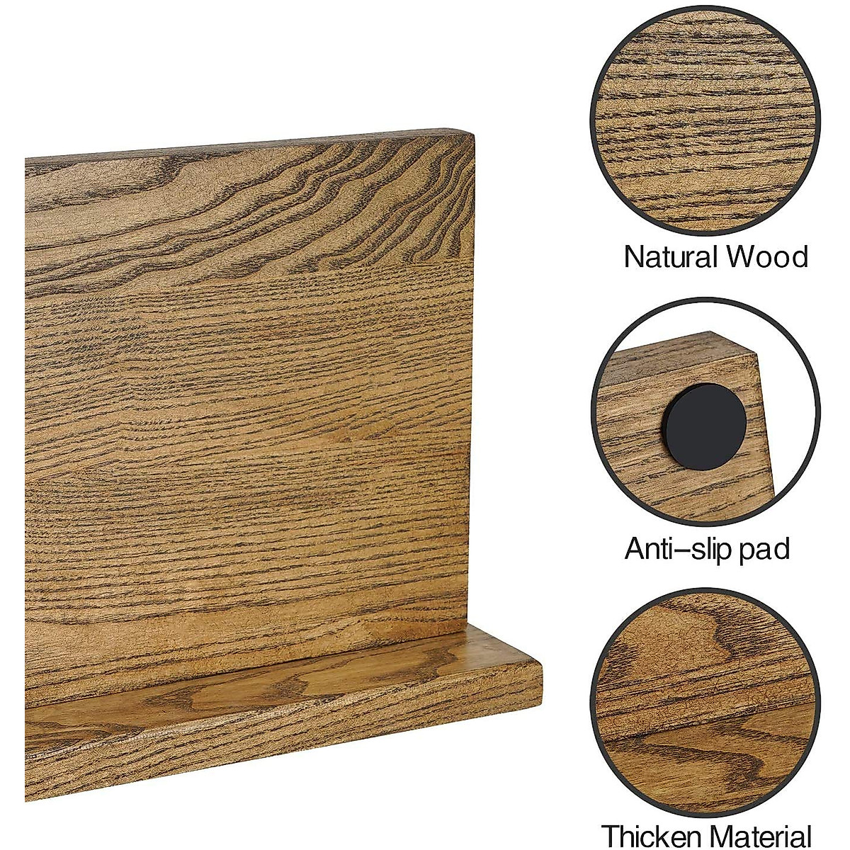 Magnetic Knife Block Wood Knives Storage Holder Double Side Magnet Magnetic Knife Board (Knives Not Included) Kitchen Cutlery Block with Anti Slip Pads Space Saver Magnetic Block Organizer