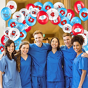 Suilung 50 Pcs Nurse Balloons 12 Inch Doctor Medical Balloons Nurse Party Decorations Nurse Appreciation Gift for Nurse BSN RN Hospital Themed Graduation Birthday Retirement Christmas Party Supplies
