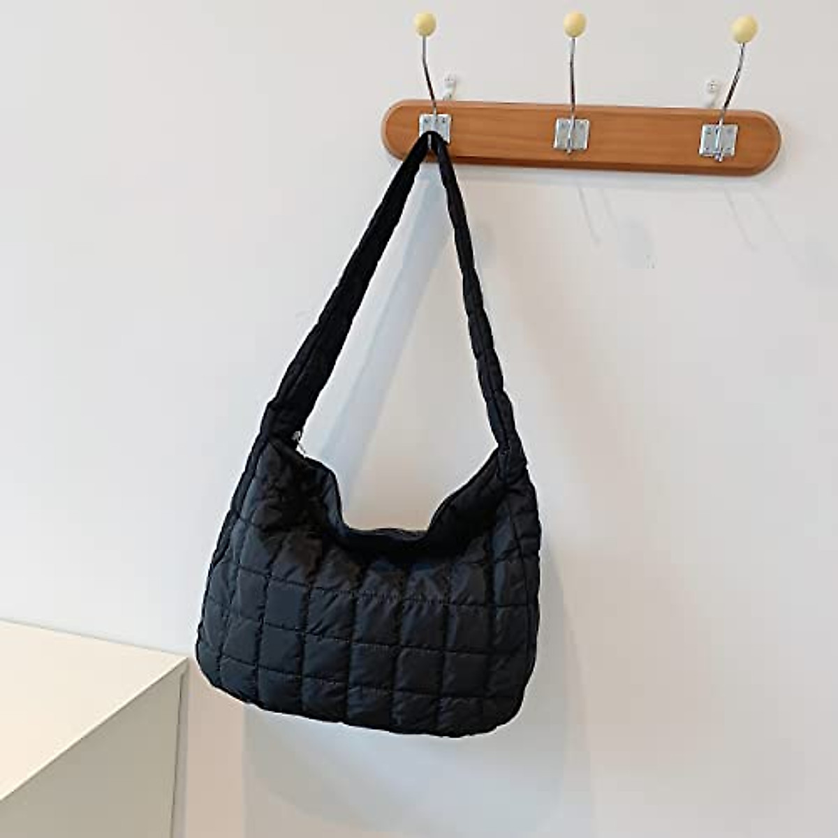 CASTNICH Puffer Tote Bag for Women Large Quilted Crossbody Tote Bag Winter Handbag Down Cotton Padded Shoulder Bag for Women