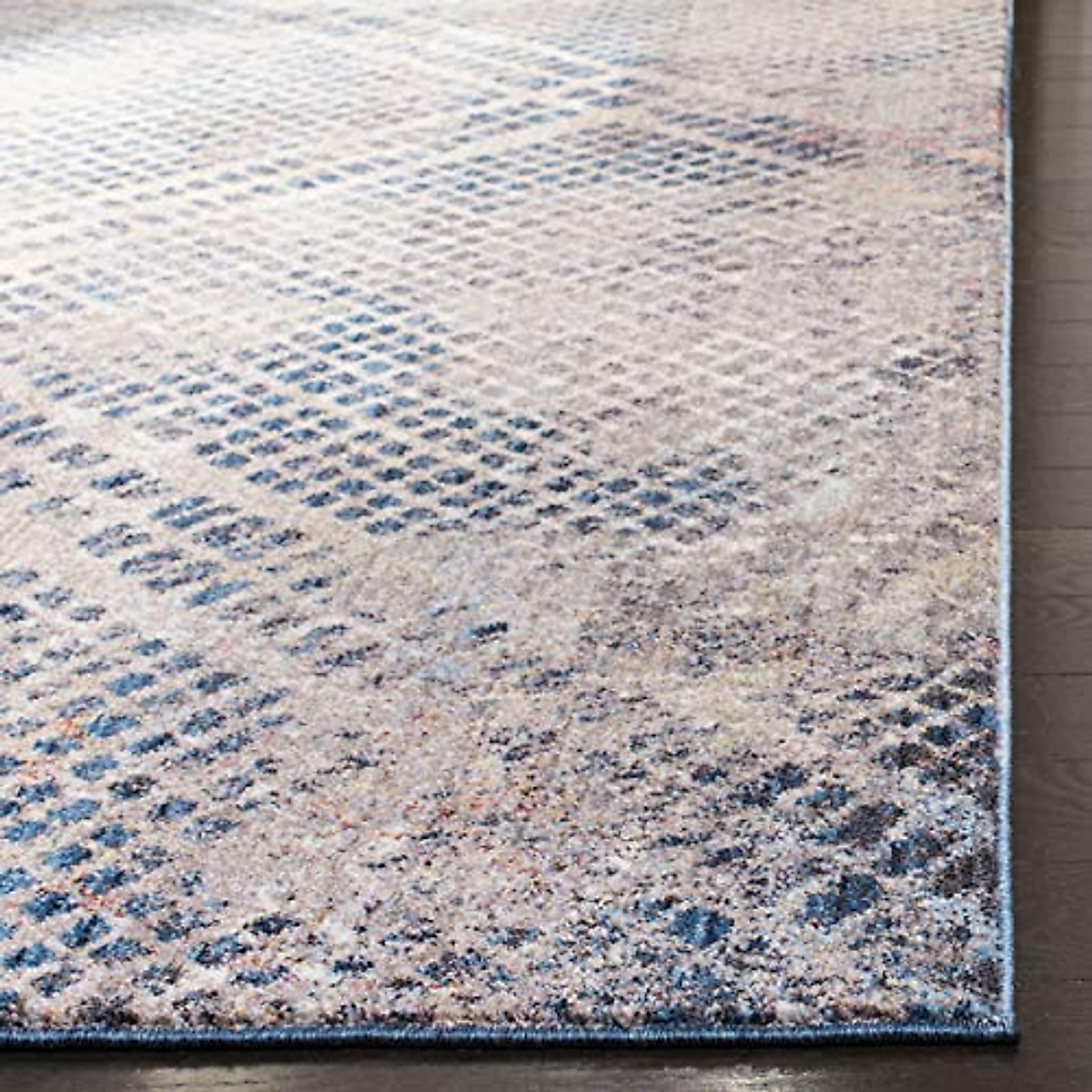 SAFAVIEH Monray Collection Area Rug - 8' x 10', Blue & Multi, Modern Abstract Distressed Design, Non-Shedding & Easy Care, Ideal for High Traffic Areas in Living Room, Bedroom (MNY656E)