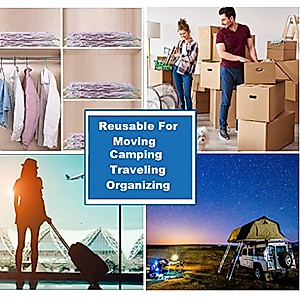 Jumbo Space Saver Vacuum Storage bags - [BONUS] Free travel Vaccum hand pump. - Jumbo Size Vacuum Sealer Bags for Clothes - Excellent for long term storage or saving extra space while traveling or moving. (6 bags)