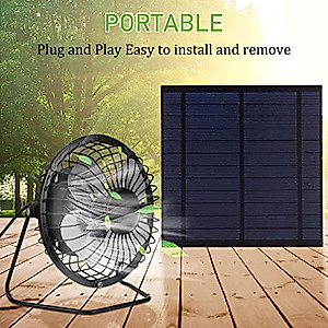 Solar Panel Fan Kit, 5W USB Mini Solar Panel Portable Cooling Fan Great for Chicken Coop, Greenhouse, Dog House, Shed, Car Window Exhaust,DIY Cooling Ventilation Project